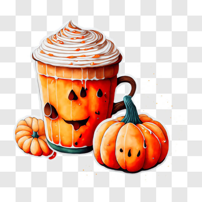 Download Halloween themed hot cocoa with pumpkins and chocolate cake ...