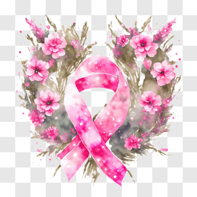Download Pink Ribbon with Flowers for Women's Health Awareness PNGs ...