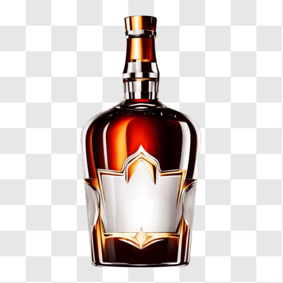 Download Aged dark brown liquor bottle with ornate gold cap PNGs Online ...