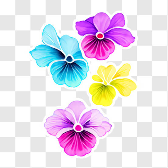 Download Colorful Flower Stickers on Black Background PNGs Online ...