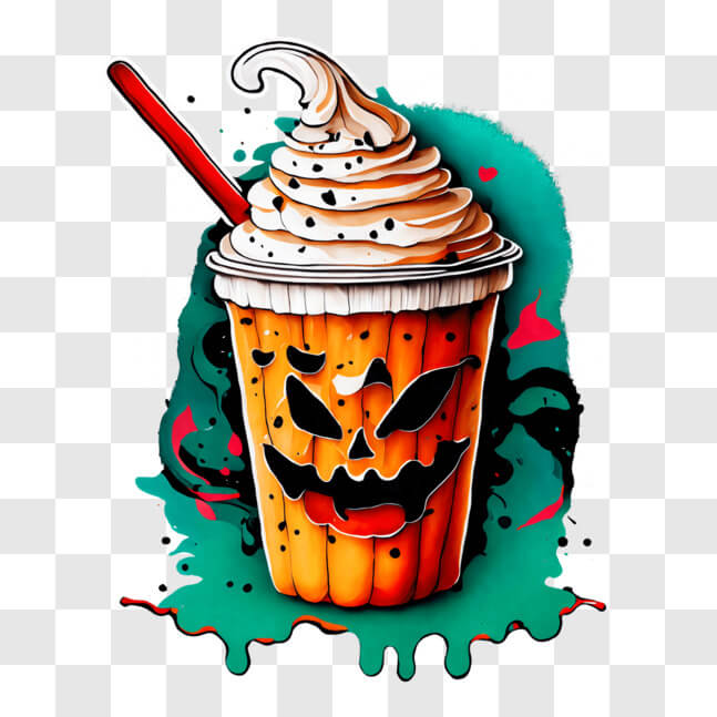 Download Halloween-themed Orange Drink with Jack-o'-lantern Designs ...
