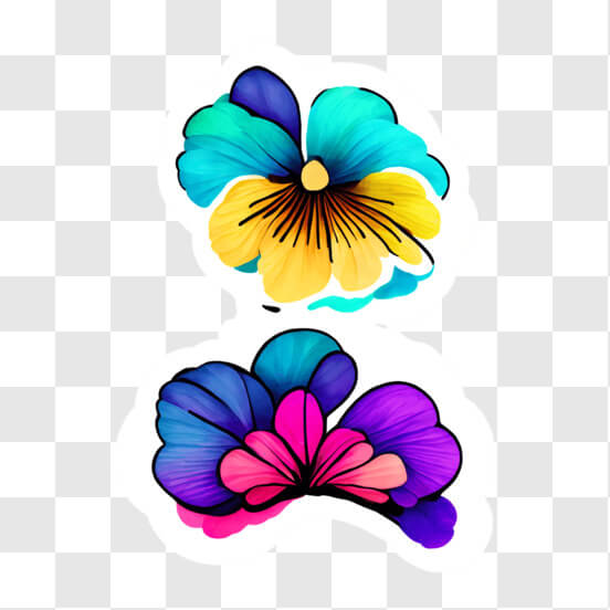 Download Colorful Flower Stickers on Black Background PNGs Online ...