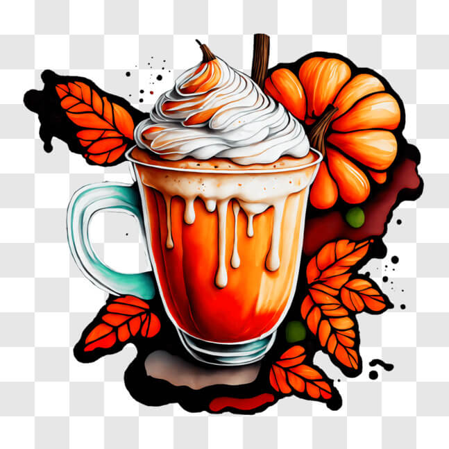 Download Autumn-themed Hot Cocoa with Whipped Cream and Pumpkins PNGs ...