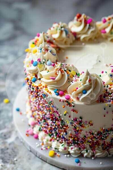 Delicious Sprinkle Cake with Colorful Toppings stock photo | Creative ...