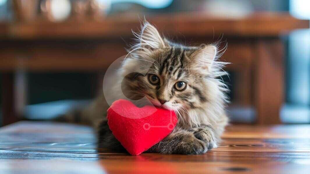 Happy Cat Playing with Toy stock photo | Creative Fabrica