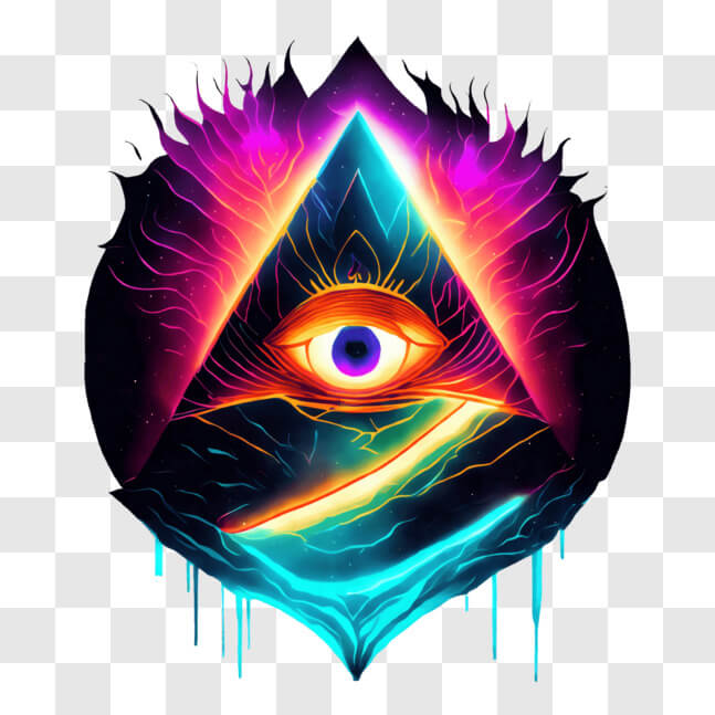 Download Neon All-Seeing Eye Pyramid Illustration PNGs Online ...