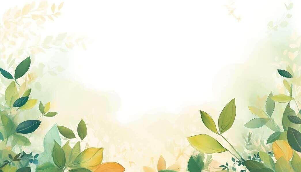 Download Nature Watercolor Background with Green Leaves and Flowers ...