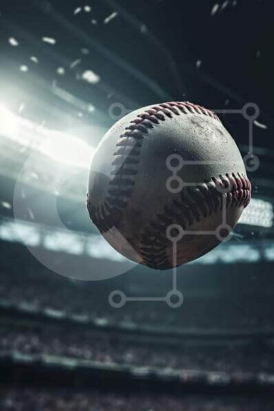 Exciting baseball action in an empty stadium stock photo | Creative Fabrica
