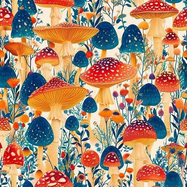 Download Colorful Mushroom and Flower Seamless Pattern Patterns Online ...