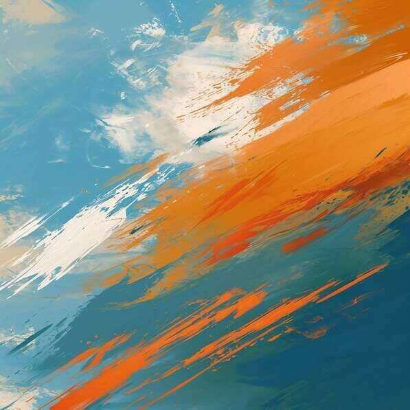 Download Vibrant Abstract Painting in Blue, Orange, and White Colors ...