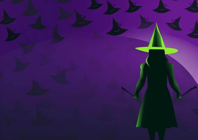 Download Witch Silhouette with Crows on Purple Background Backgrounds ...