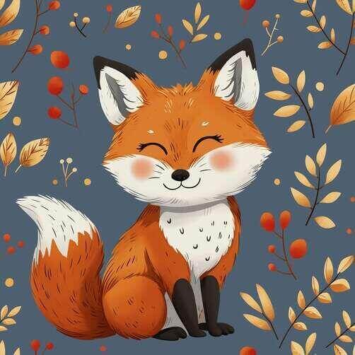 Download Elegant Fox, Leaves, and Flowers Wallpaper Pattern Patterns ...