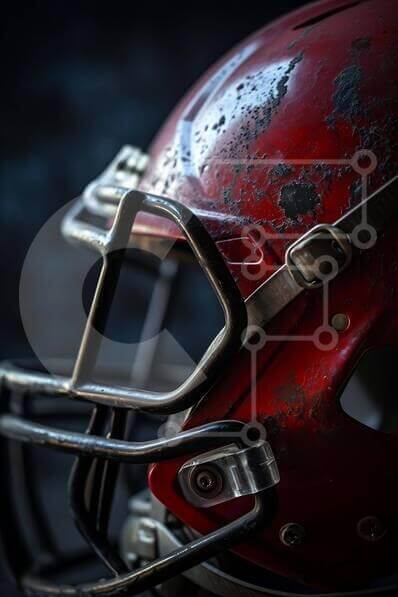 Scuffed and Damaged Red and Black Football Helmet stock photo ...