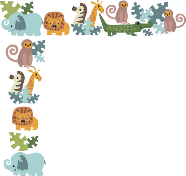 Download Animal-themed Border with Giraffes, Elephants, and Crocodiles ...