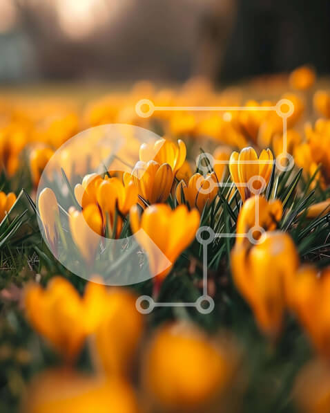 Vibrant Crocus Flowers Blooming in the Field stock photo | Creative Fabrica
