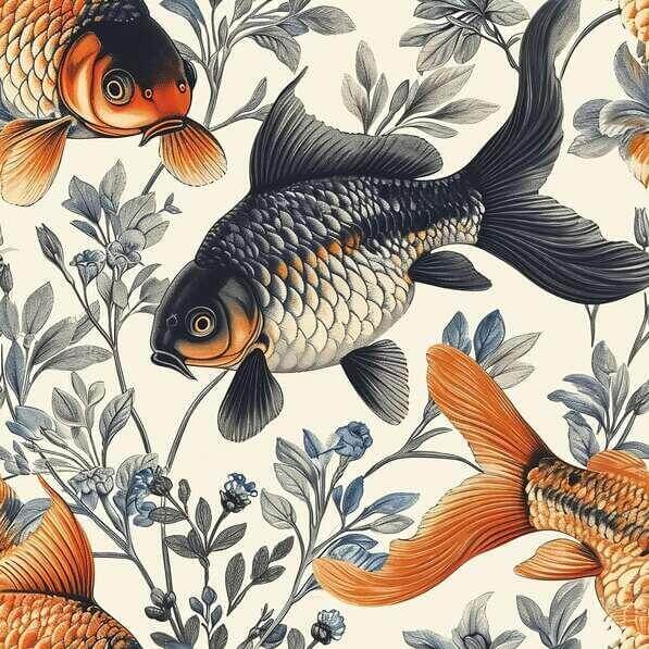 Télécharger Motif de poissons dorés sans soudure pour la décoration ...