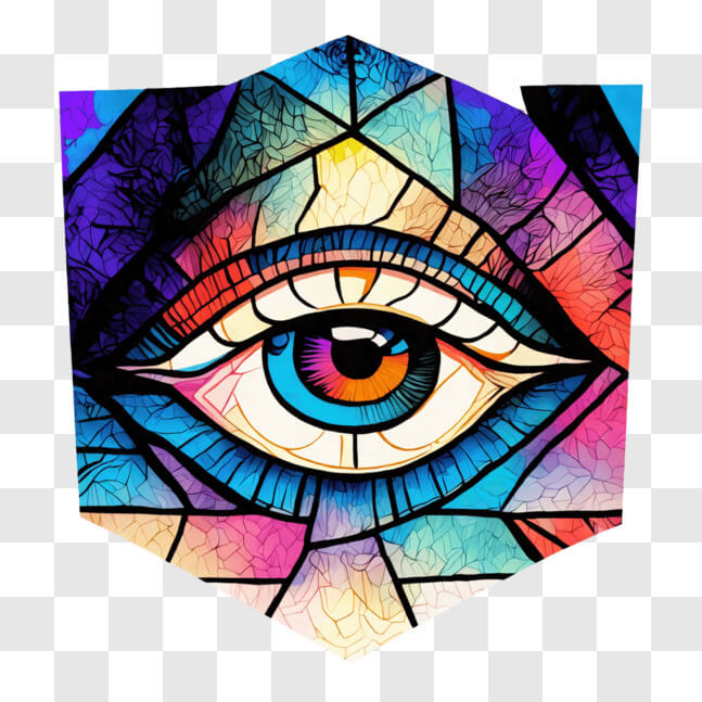 Download Colorful Stained-Glass Eye Abstract Geometric Pattern PNGs ...