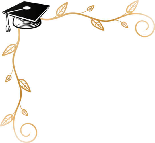 Download Black Graduation Cap with Gold Leaves and Vines Borders ...