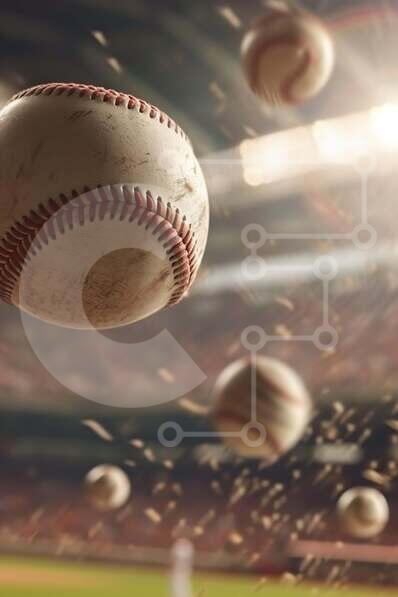 Exciting Action Shot of Flying Baseballs stock photo | Creative Fabrica