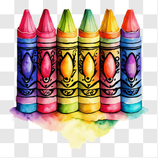 Download Colorful Crayons and Paper for Children's Art and Crafts PNGs ...