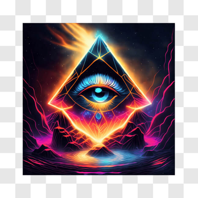 Download All-Seeing Eye Pyramid Art with Neon Colors, Water, and ...