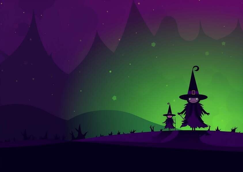 Download Witches on Hillside with Night Sky Background Backgrounds ...