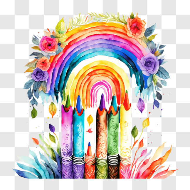 Download Colorful Rainbow and Colored Pencils Art PNGs Online ...