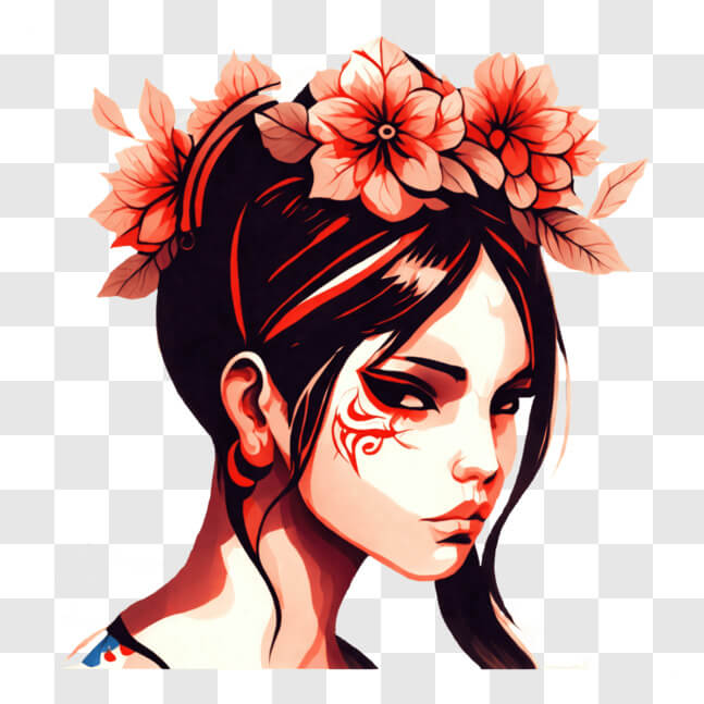 Descarga Personaje de Anime o Manga con Flores Rojas en el Cabello PNGs ...