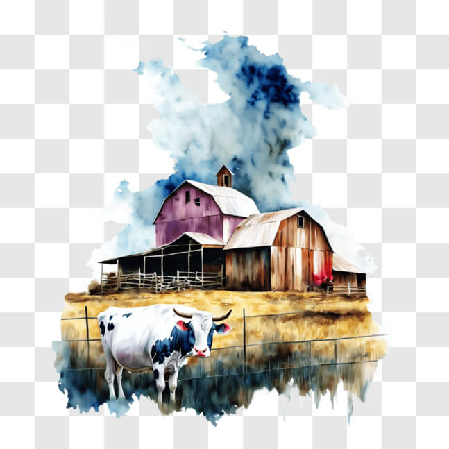 Download Rural Farm Scene with Cow, Sheep, Goats, and Chickens PNGs ...