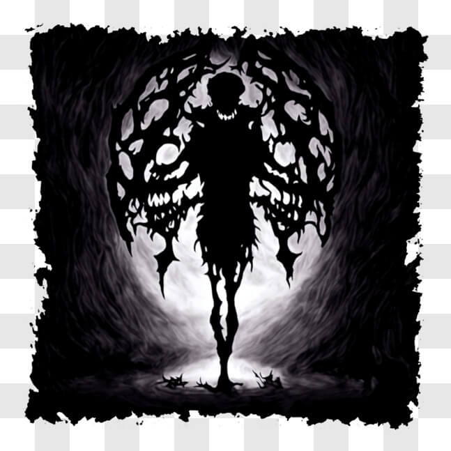 Download Black and White Evil Demon Artwork with Skulls Background PNGs ...