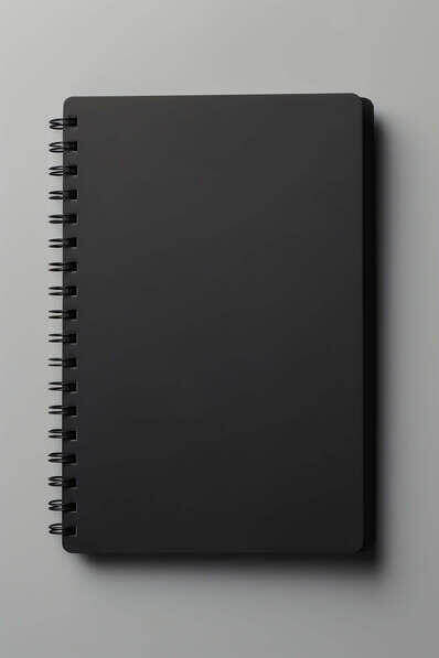 Download Black Spiral Notebook on Grey Background Mockups Online ...