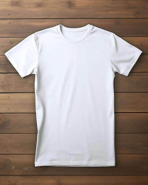 Download Customizable White T-Shirt on Wooden Background for ...