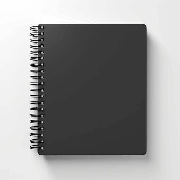 Download Black Spiral Notebook on White Background Mockups Online ...