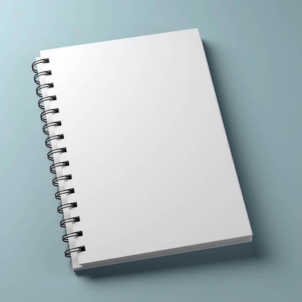 Download White Spiral Notebook on Blue Background Mockups Online ...
