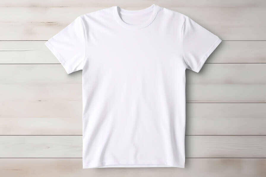 Download Empty White T-Shirt Mockup on Wooden Background Mockups Online ...