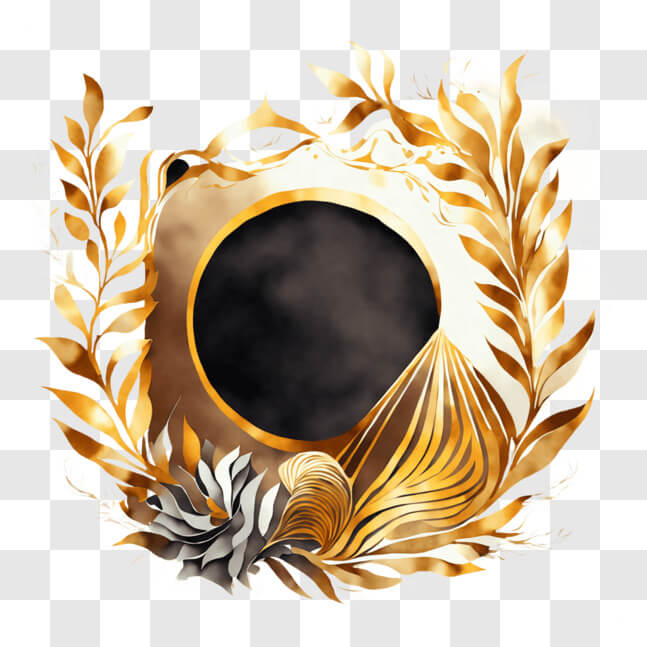 Download Gold Wreath and Eclipse Symbol PNGs Online - Creative Fabrica