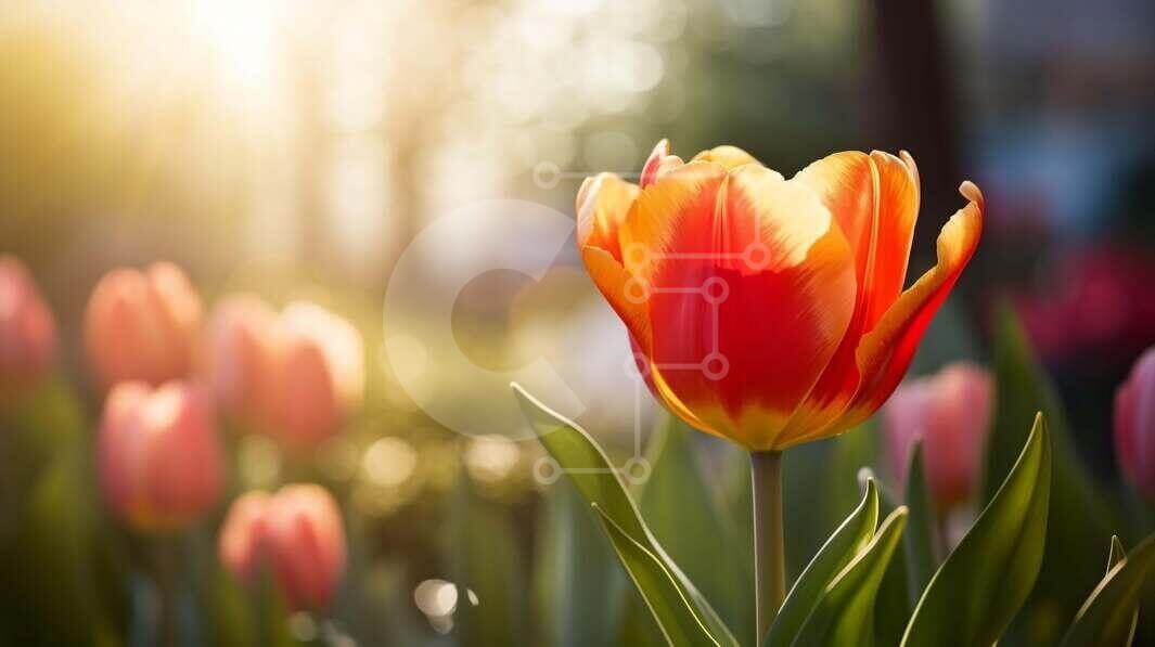 Vibrant Spring Flowers in a Field stock photo | Creative Fabrica