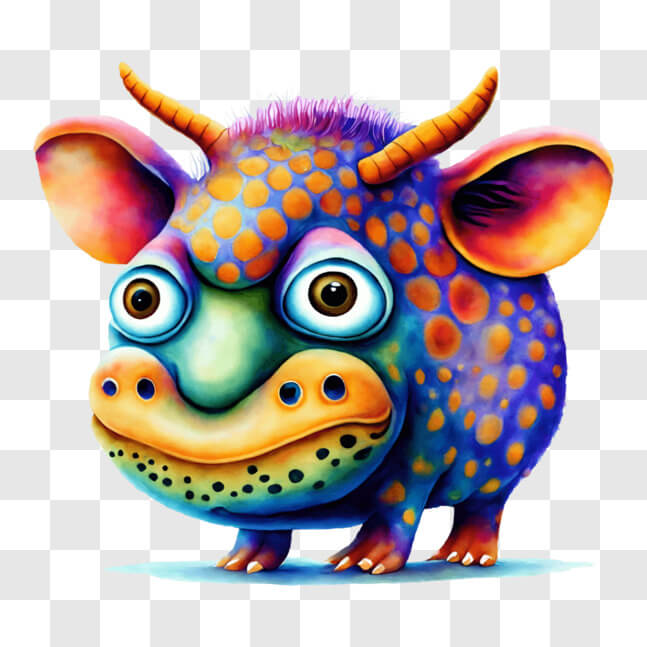 Download Colorful Cartoon-like Animal with Large Horns and Brightly ...