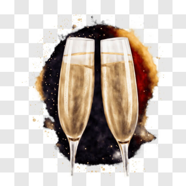 Download Two Champagne Flutes with Sparkling Wine on Abstract ...