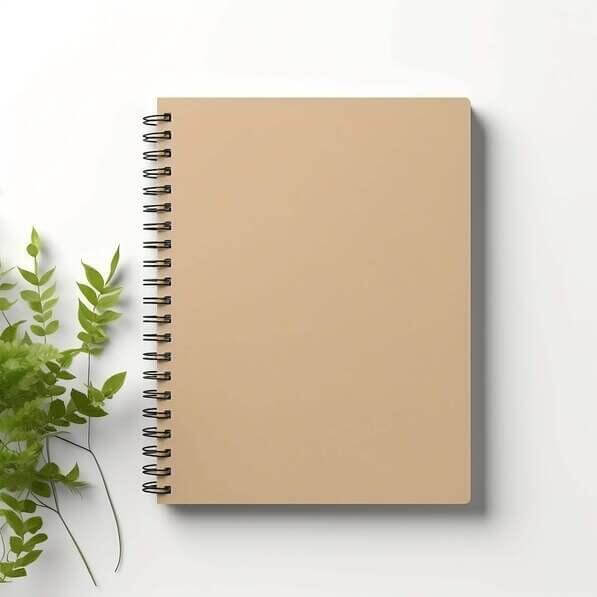 Download Brown Spiral Notebook with Eucalyptus Plant Mockups Online ...