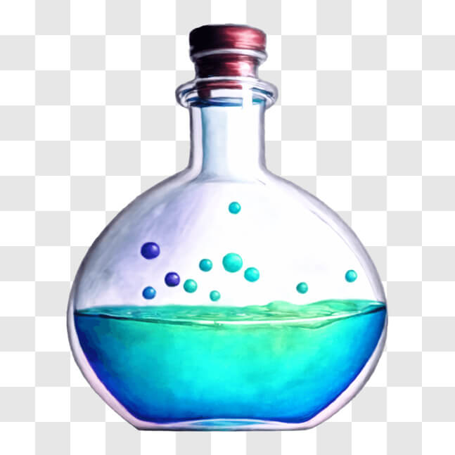 Download Glass Flask with Blue Liquid and Bubbles PNGs Online ...