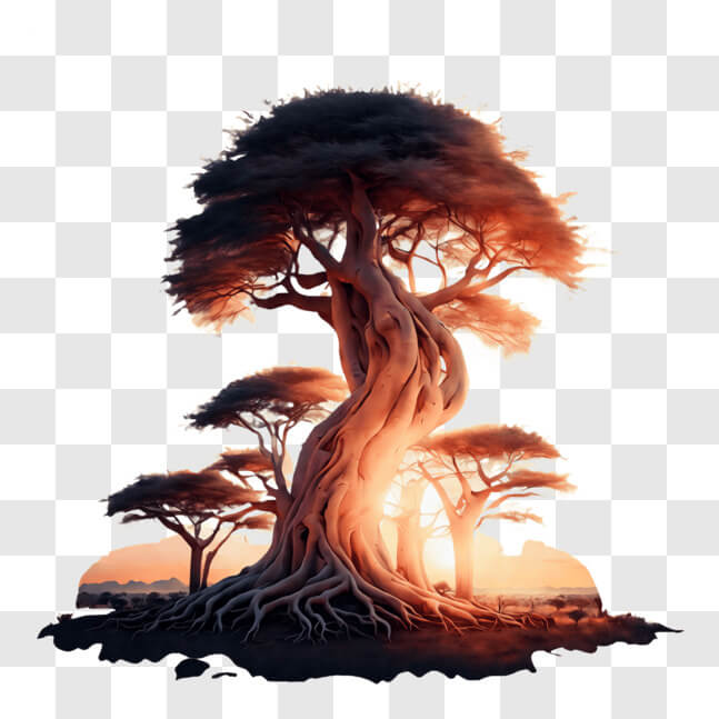 Download Aboriginal Tree with Visible Roots and Branches PNGs Online ...
