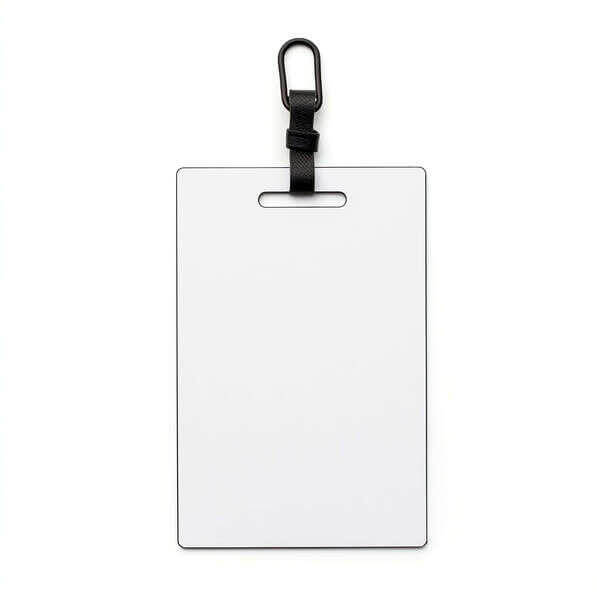 Download White ID Tag with Black Cord on White Background Mockups ...
