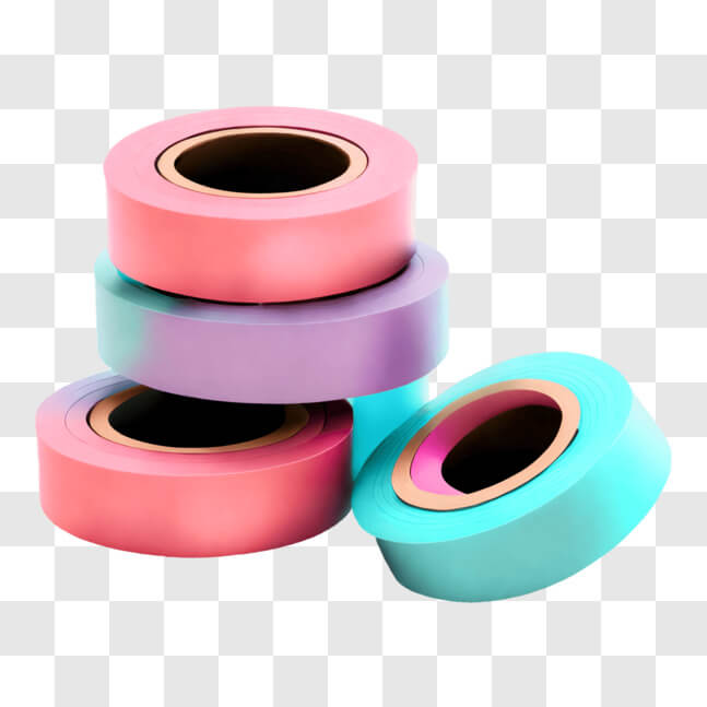 Download Colorful Stack of Tapes - Pink, Blue, Green, and White PNGs ...