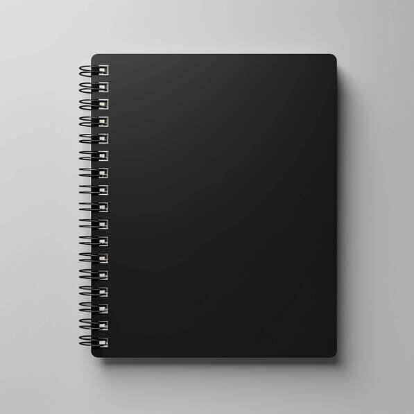 Download Black Spiral Notebook on White Background with Blank Pages ...