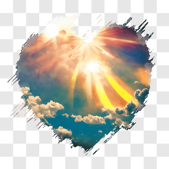 Download Heart-shaped Cloud with Bright, Colorful Clouds and Rays of ...