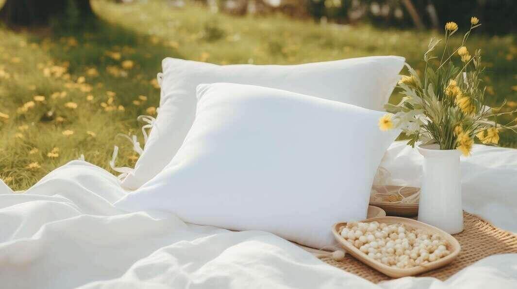 Download Outdoor Picnic with Pillows, Popcorn, and Flowers Mockups ...