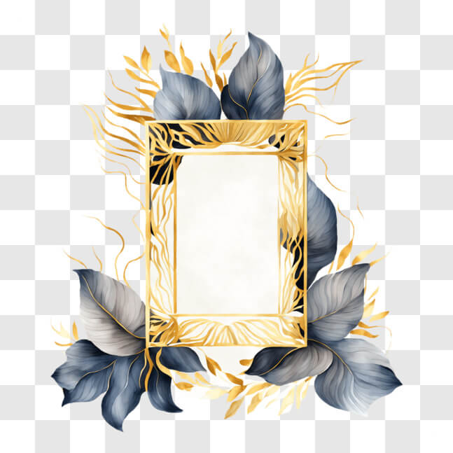 Download Gold and Blue Floral Frame for Wedding Invitations and ...