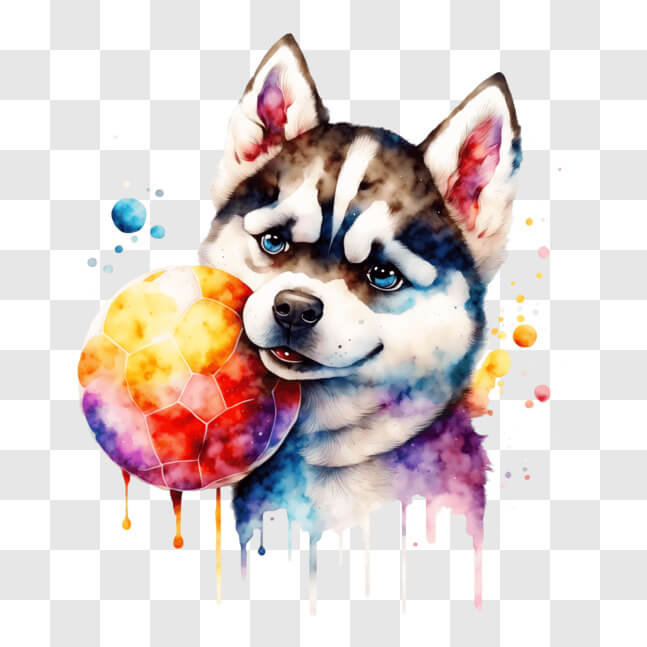 Download Husky Dog with Soccer Ball Artwork PNGs Online - Creative Fabrica