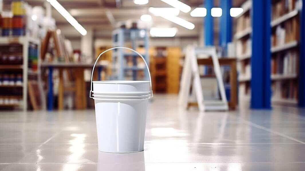 Download Industrial-style Warehouse with White Bucket and Bookshelves ...